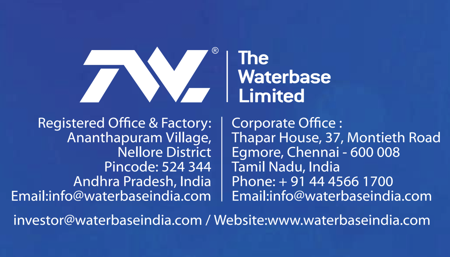 The Waterbase Limited: Detailed Corporate Profile - FirmsWorld